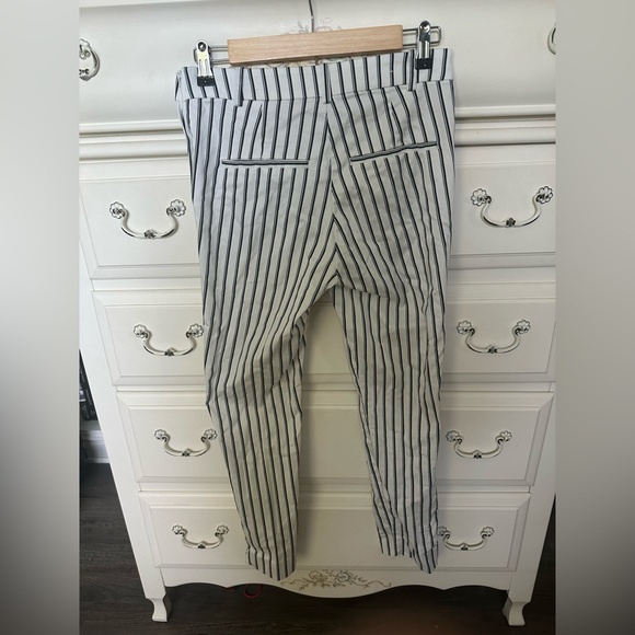 H&M | Pants & Jumpsuits | Hm White With Navy Blue Stripe Dress Pants Croppedankle Size 4 | Poshmark